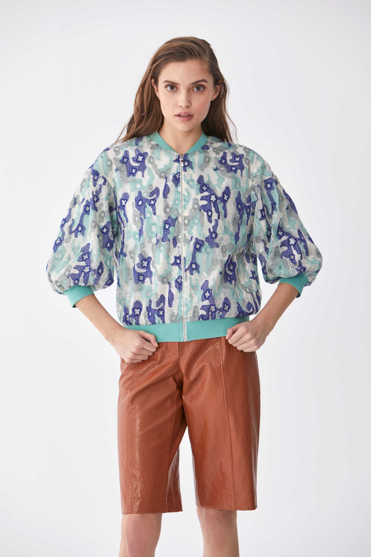 Payetli Bomber Standart Renk - Roman